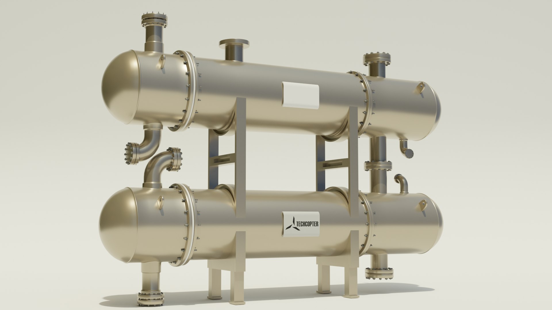 Shell and Tube Heat Exchanger 3D - TurboSquid 2002719