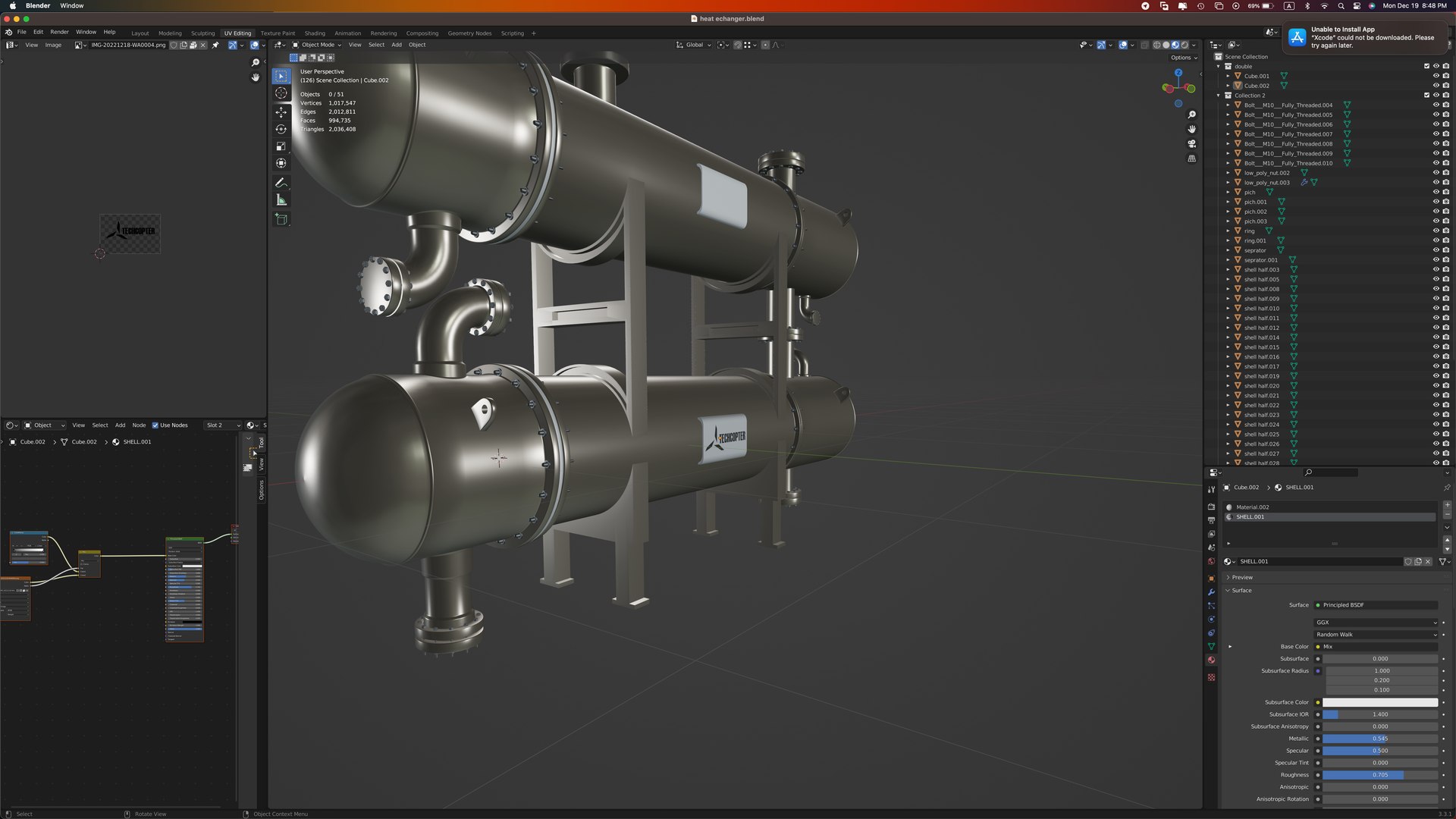 Shell and Tube Heat Exchanger 3D - TurboSquid 2002719