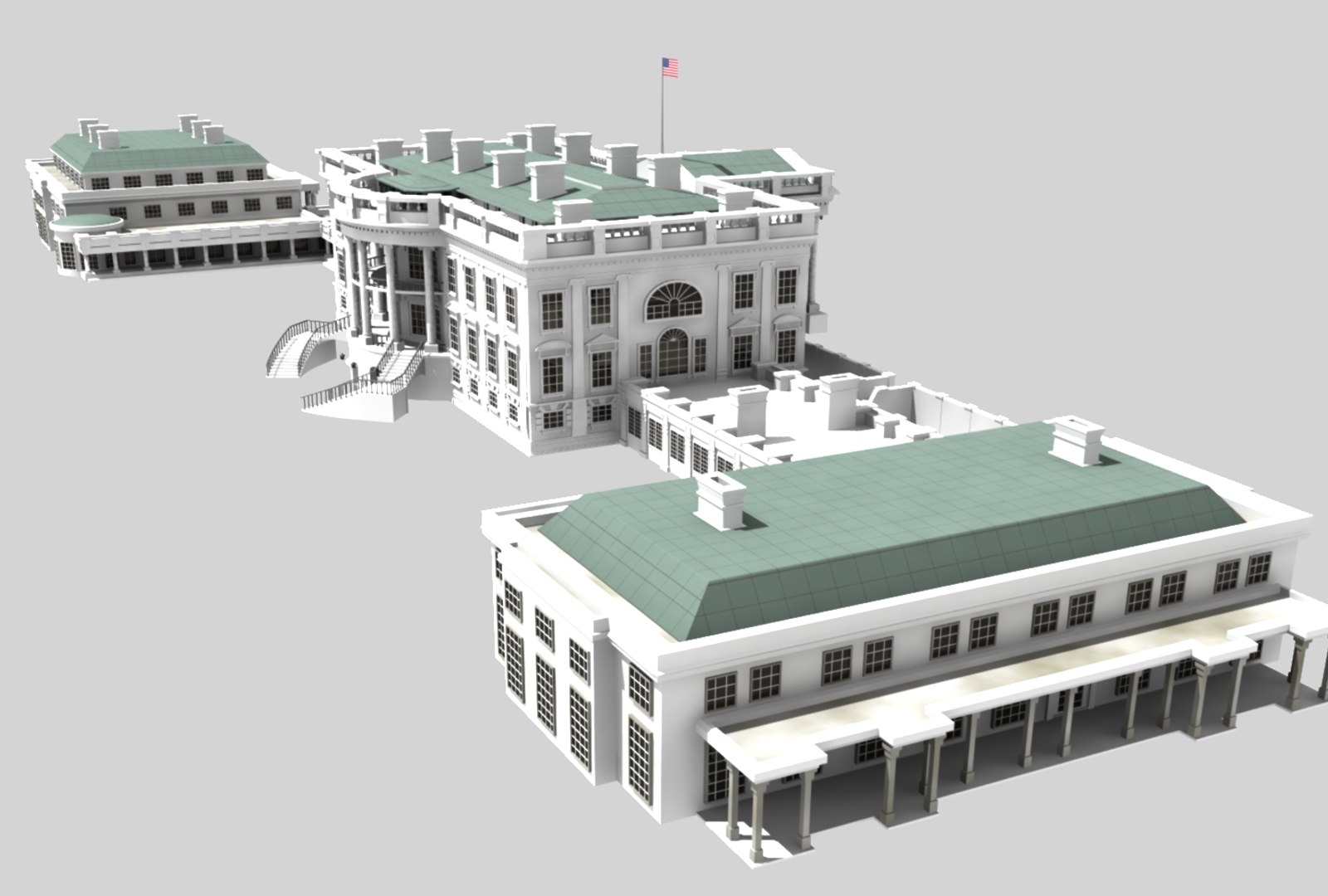 White House Residence 3d Model