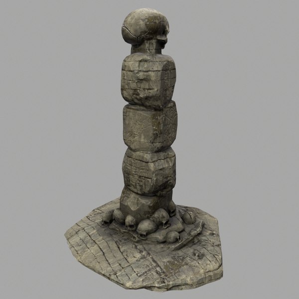 3d skull pillar model