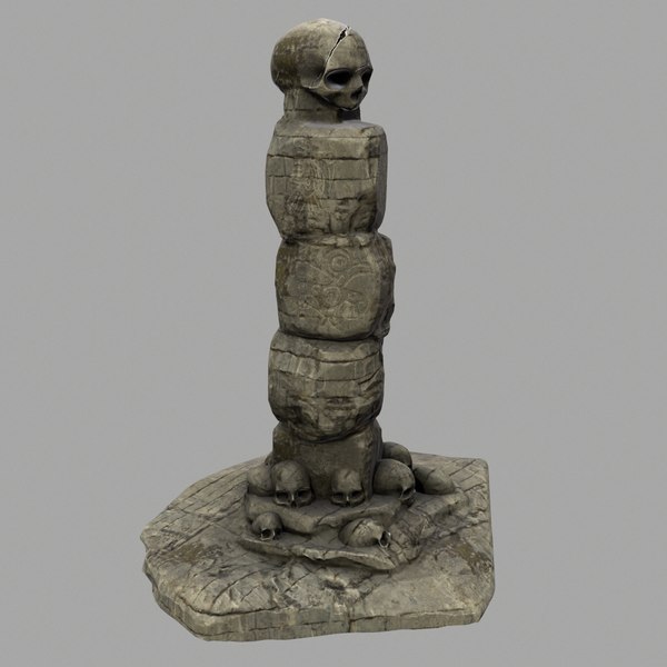 3d skull pillar model