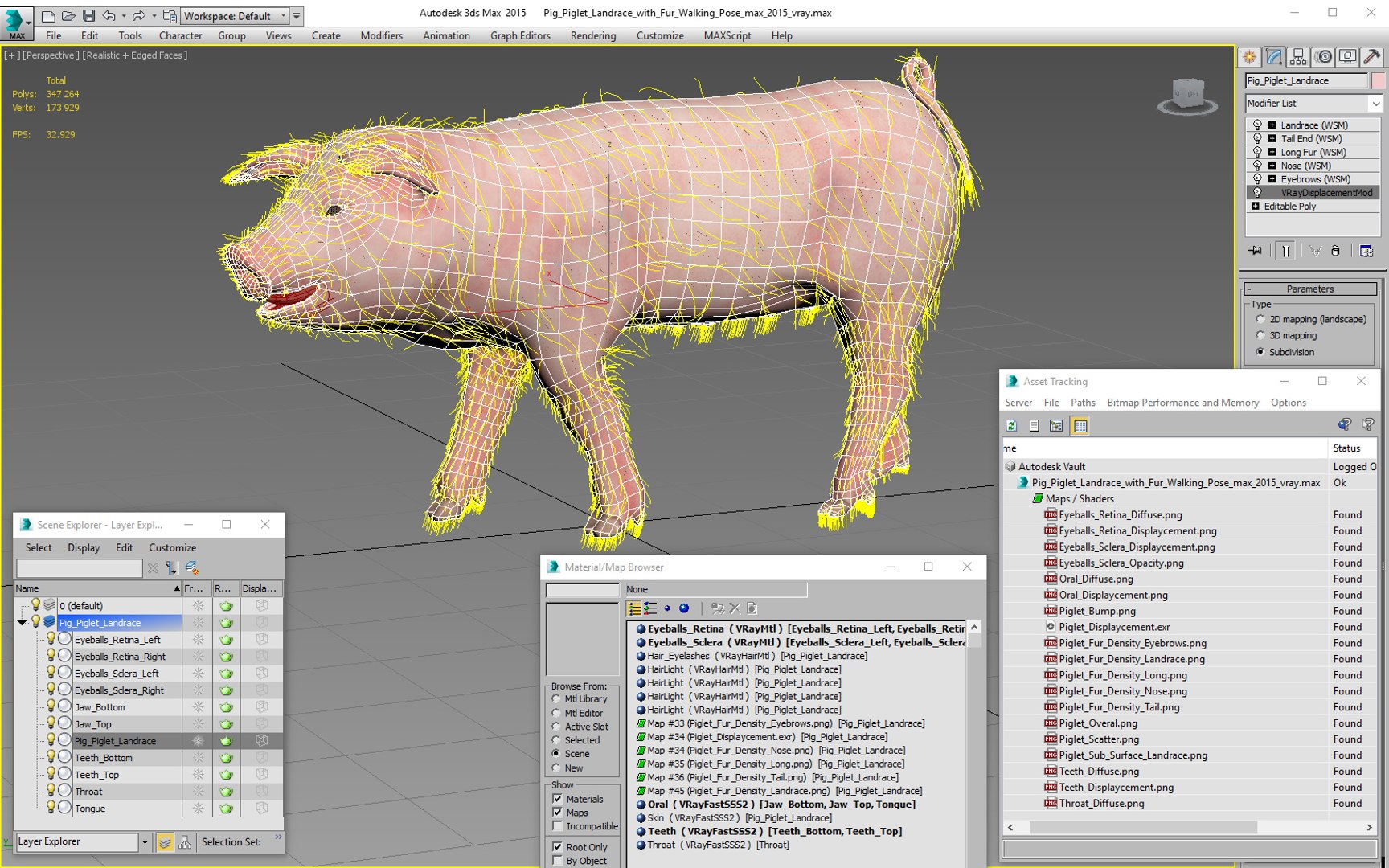 3D Pig Piglet Landrace Walking Model - TurboSquid 1357957