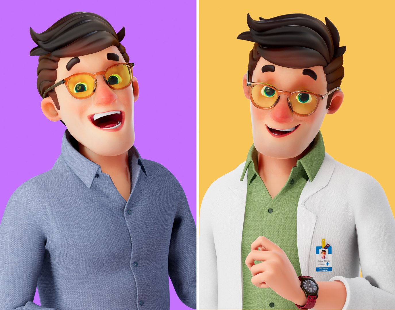Stylized man doctor character Rigged 3D model - TurboSquid 1899918