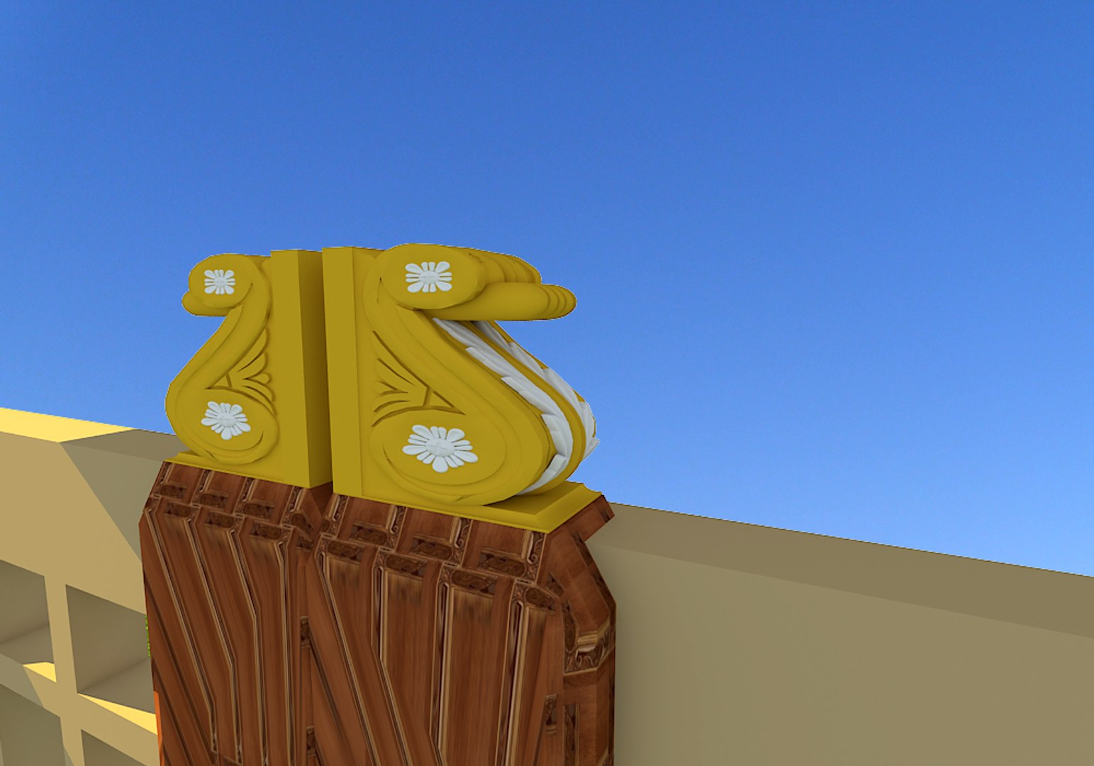 beautiful wooden decorative gates 3d model