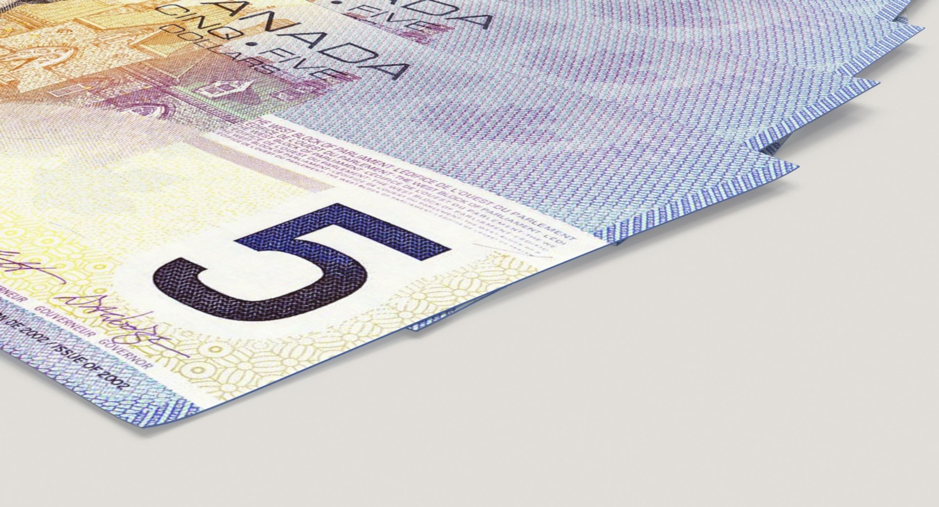 3d Model 5 Canadian Dollar Note