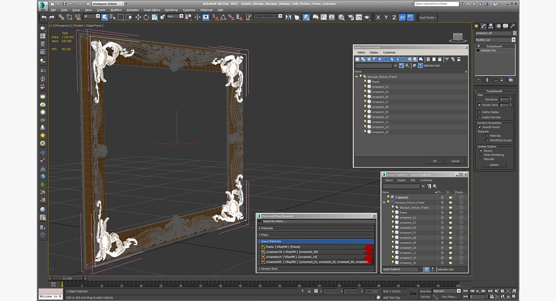 3D Ornate Vintage Baroque Antique - TurboSquid 1230190