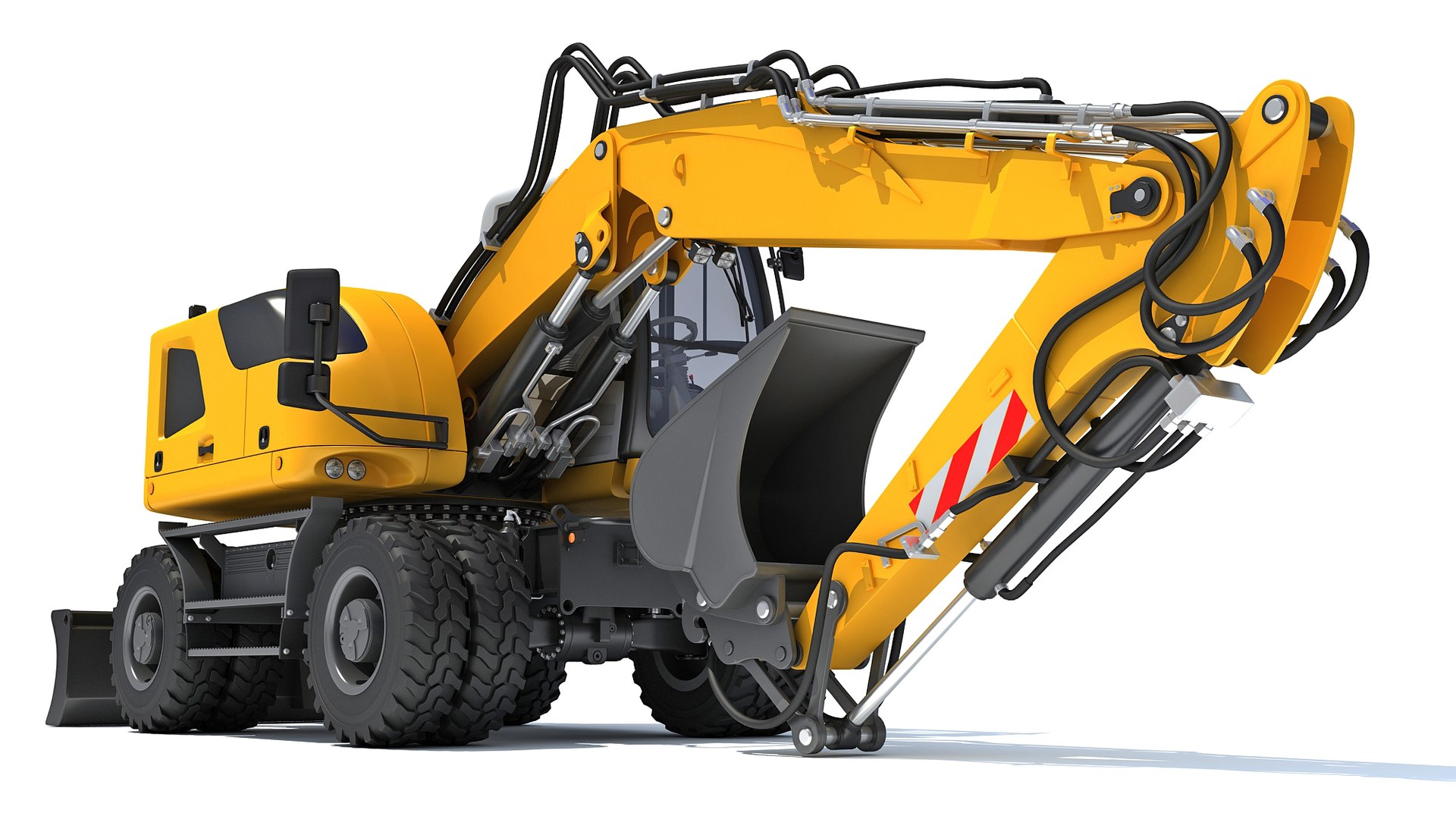 3D Construction Wheeled Excavator - TurboSquid 2367174