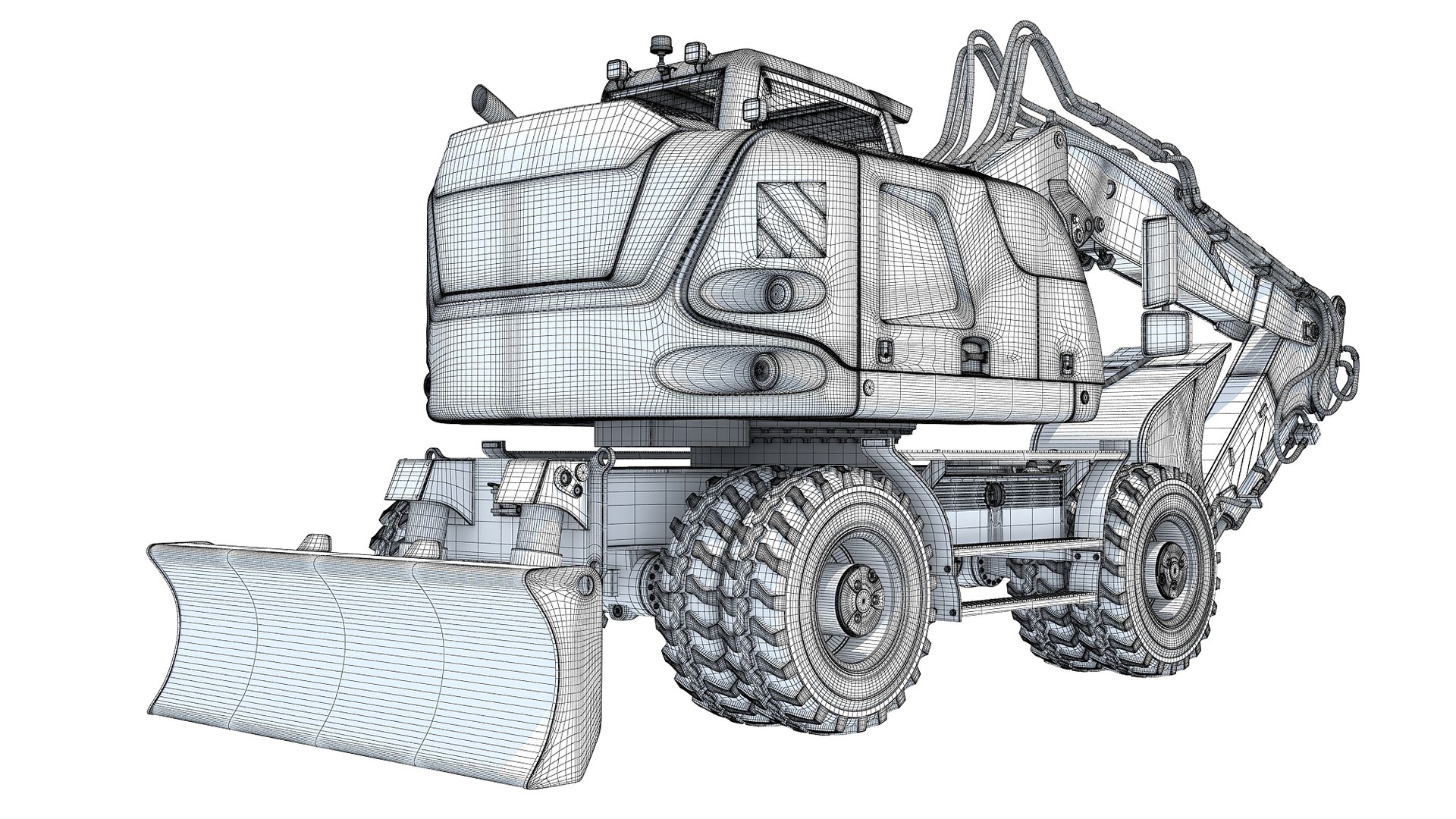3D Construction Wheeled Excavator - TurboSquid 2367174
