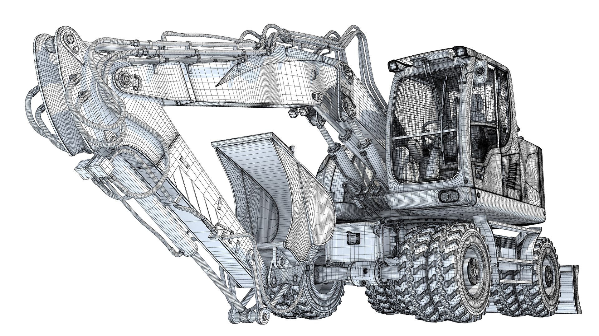 3D Construction Wheeled Excavator - TurboSquid 2367174