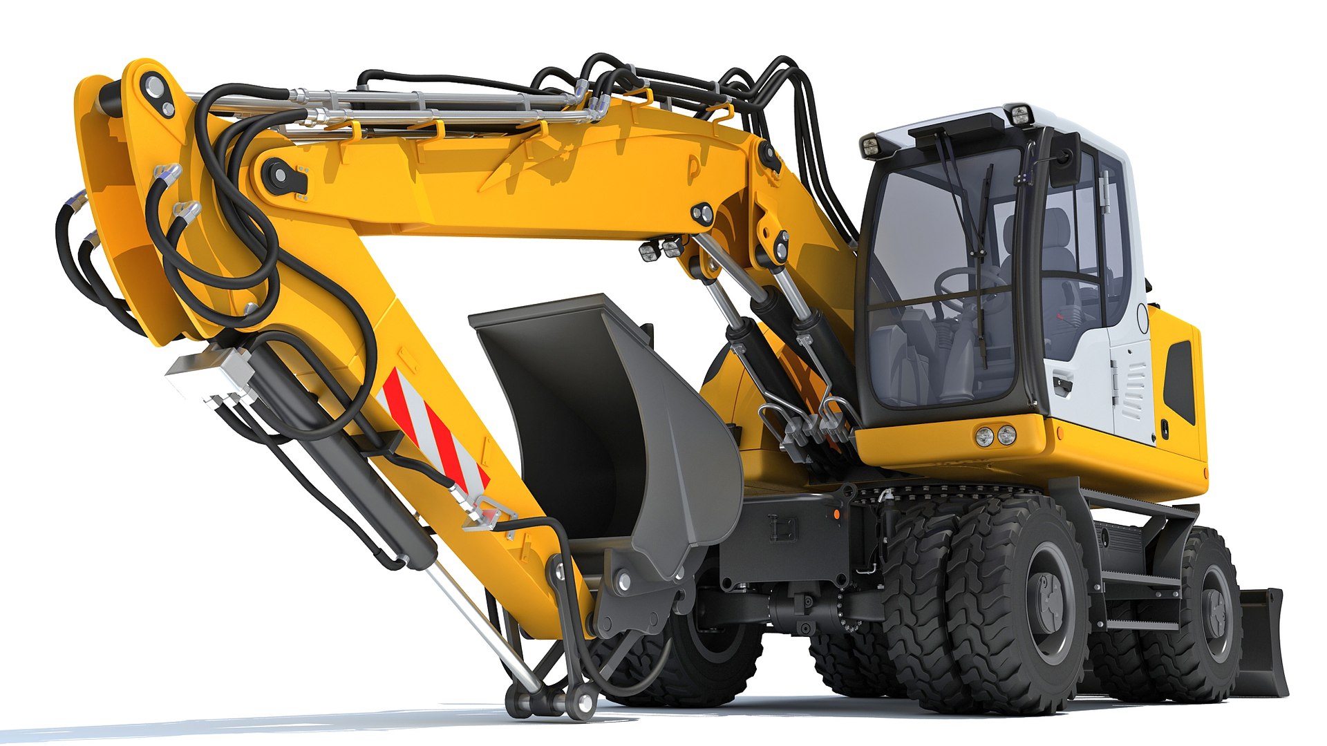 3D Construction Wheeled Excavator - TurboSquid 2367174