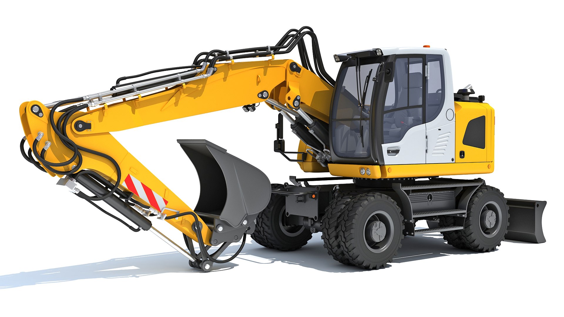 3D Construction Wheeled Excavator - TurboSquid 2367174