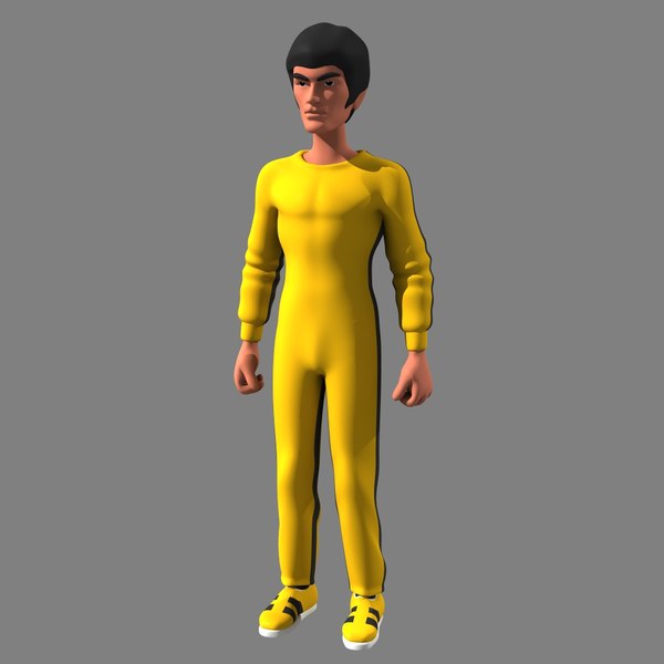 cartoon bruce lee yellow 3d model