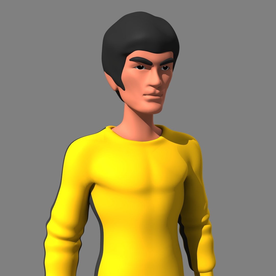 Cartoon Bruce Lee Yellow 3d Model