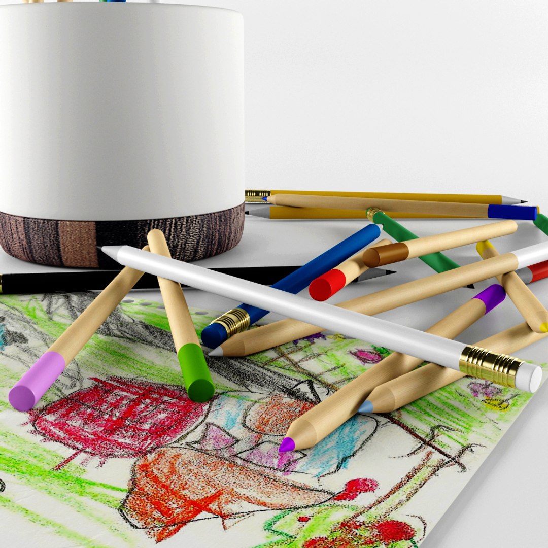 Pencils Set 3d Model