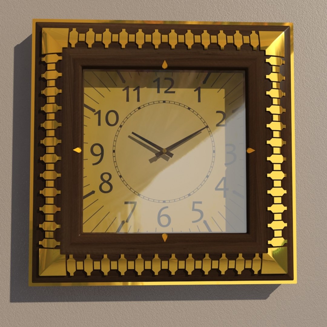 Square Wall Clock Decoration 3D Model - TurboSquid 1605587