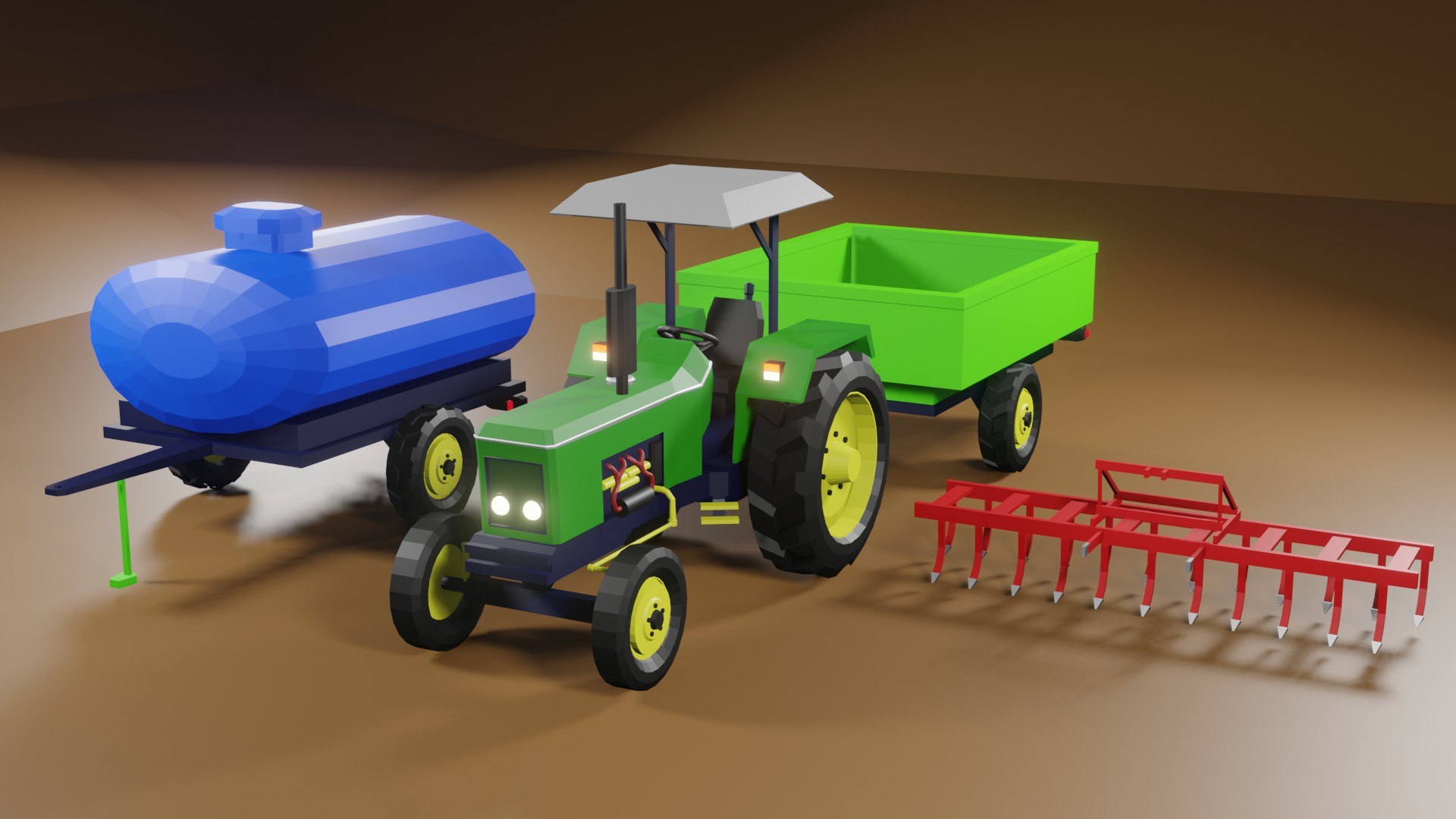 3D Agriculture Tractor Hilux Toyot And Material Low Poly Model ...
