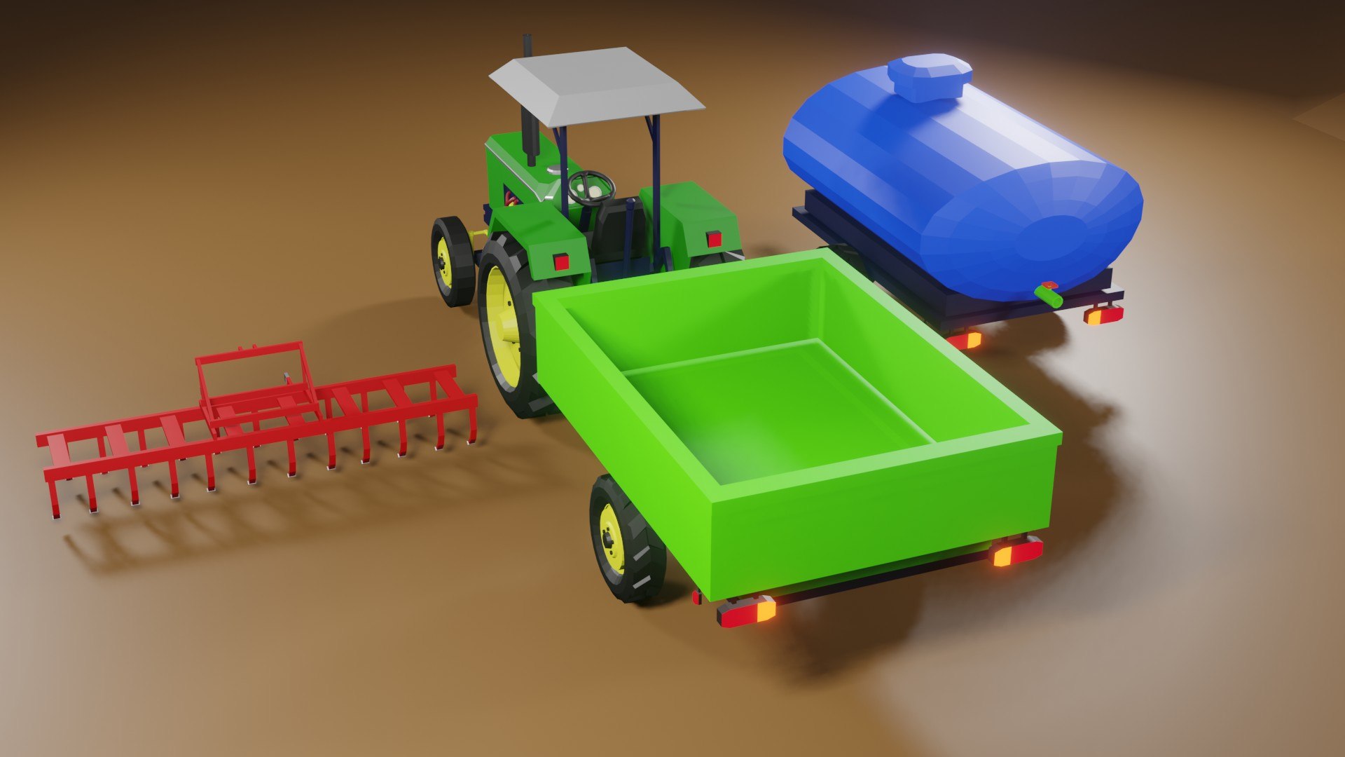 3D Agriculture Tractor Hilux Toyot And Material Low Poly Model ...