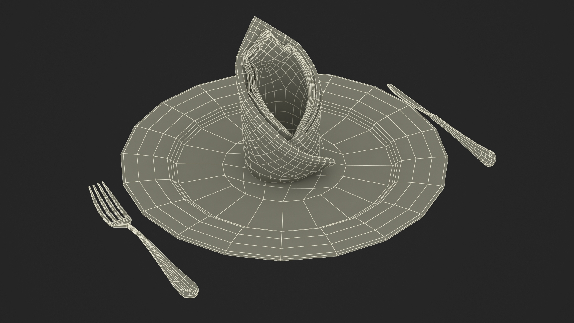 Elegant Table Setting With Folded Napkin Red 3D Model - TurboSquid 2395975