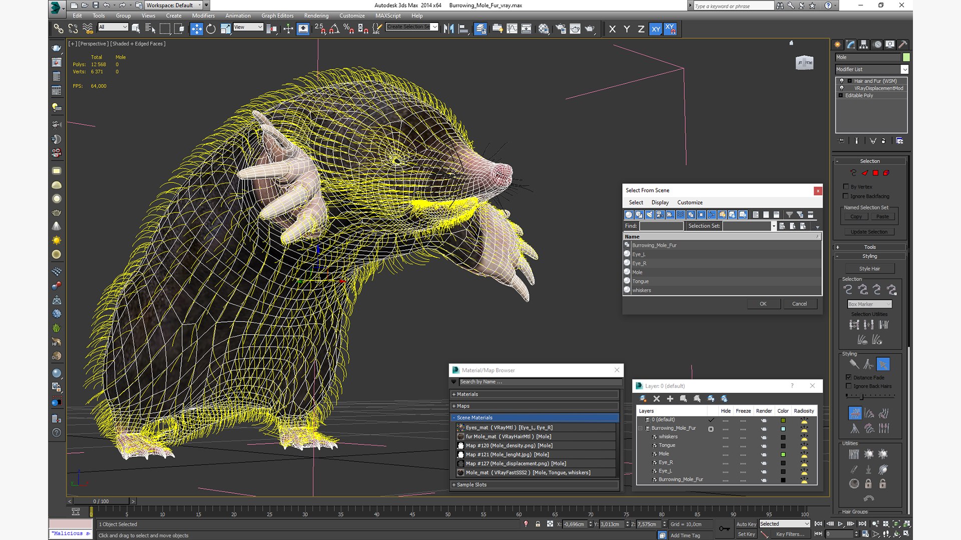 Burrowing Mole Fur Model - TurboSquid 2220847