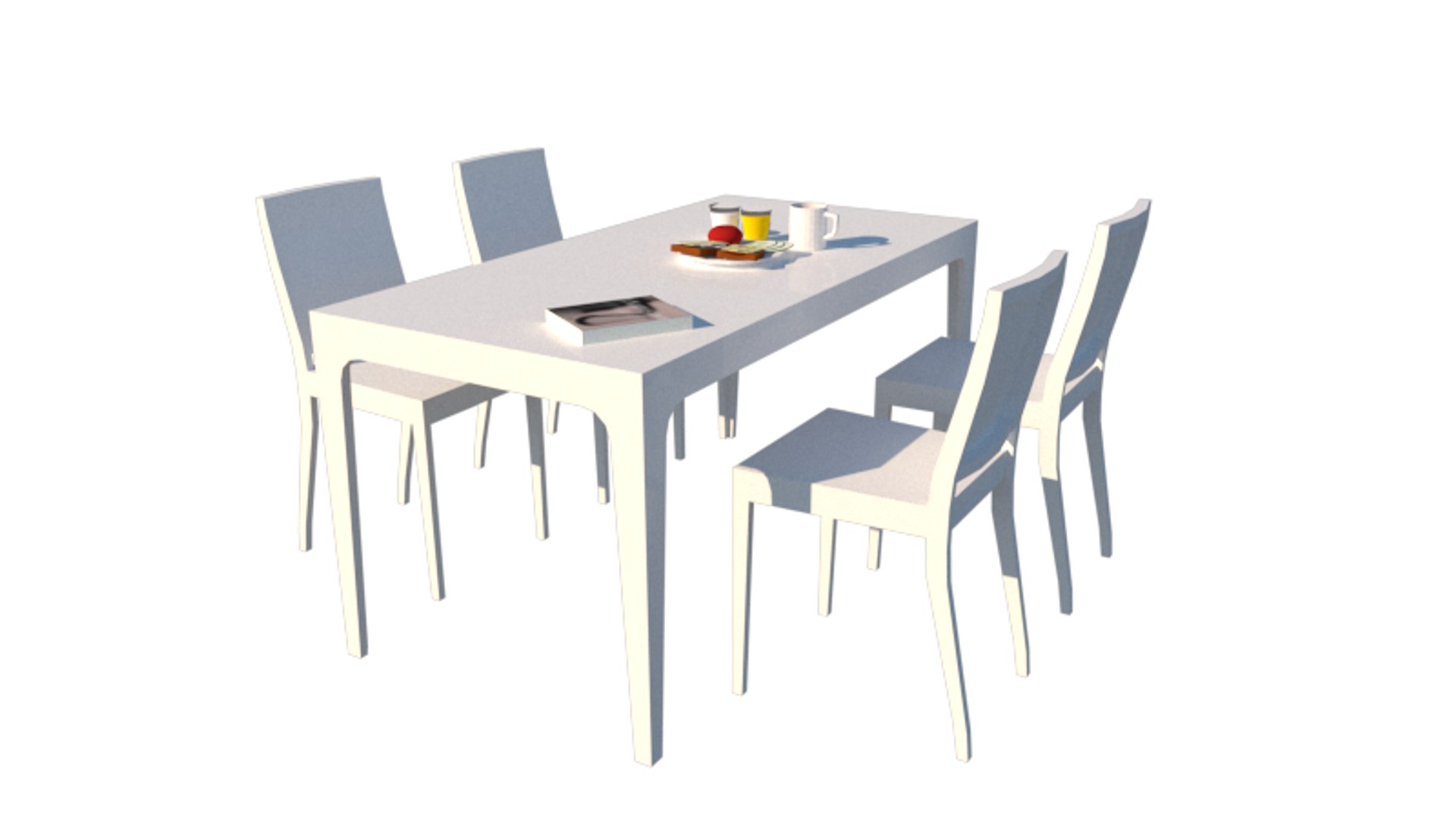 White Laminate Dining Table 3D Model - TurboSquid 1720656