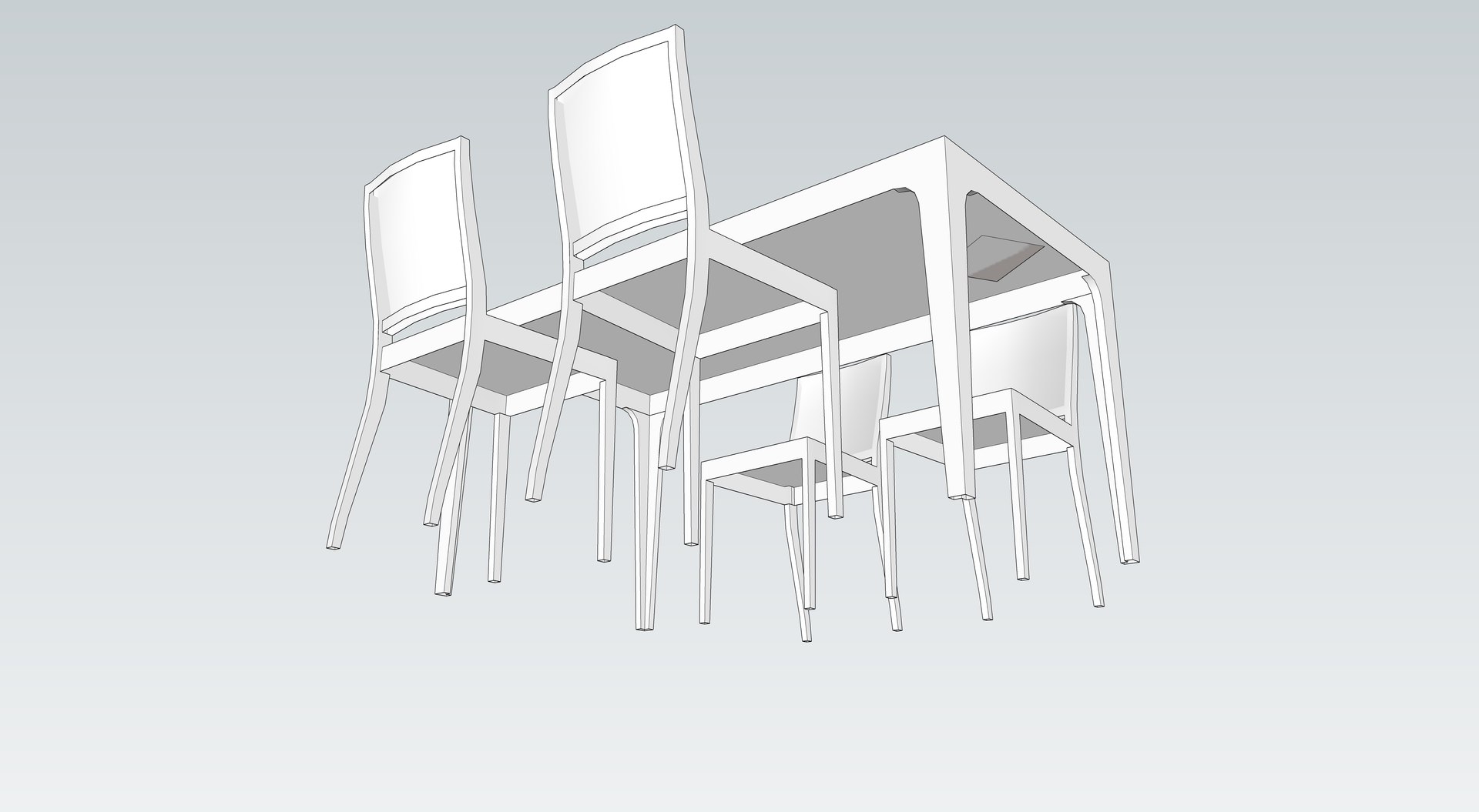 White Laminate Dining Table 3D Model - TurboSquid 1720656