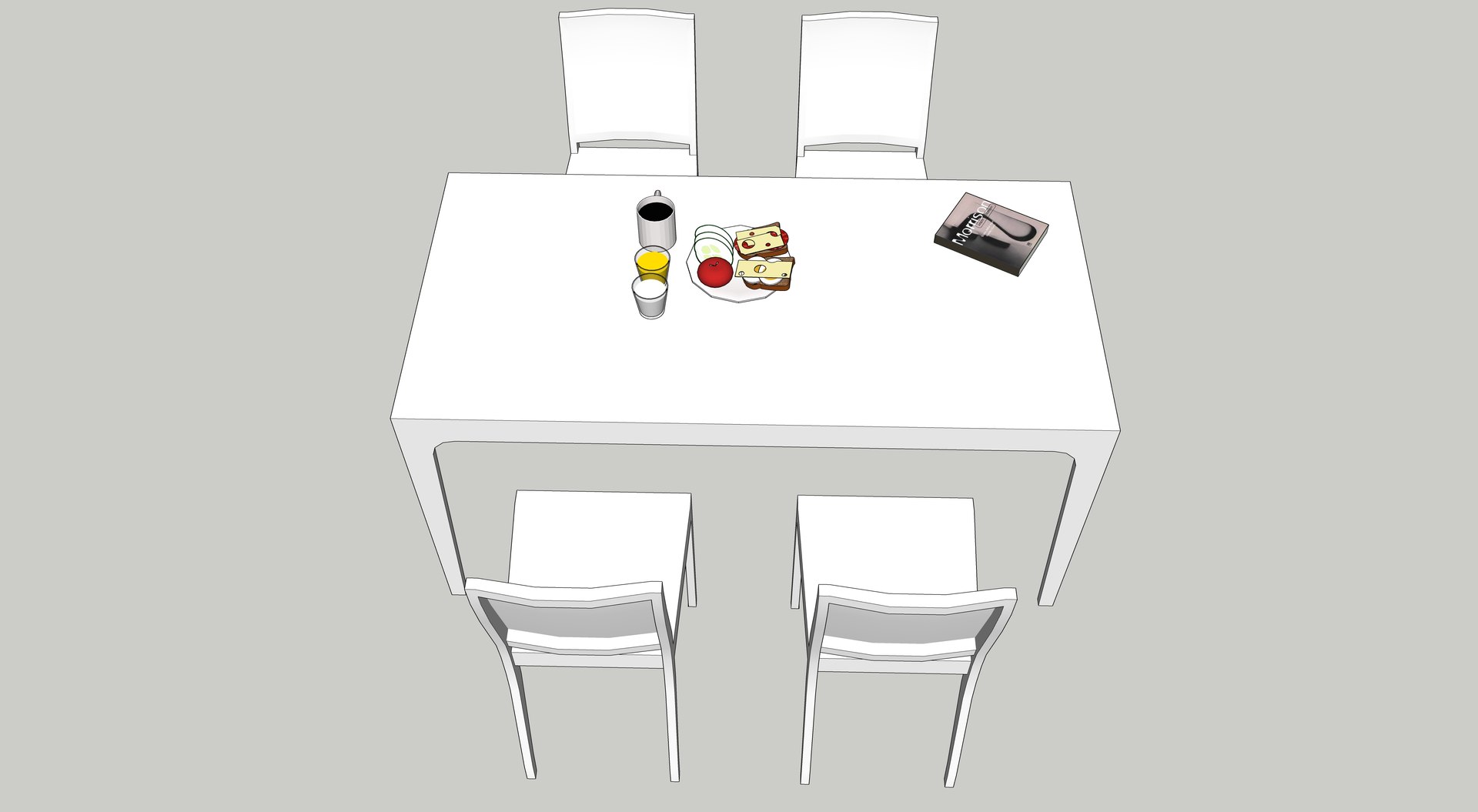 White Laminate Dining Table 3D Model - TurboSquid 1720656