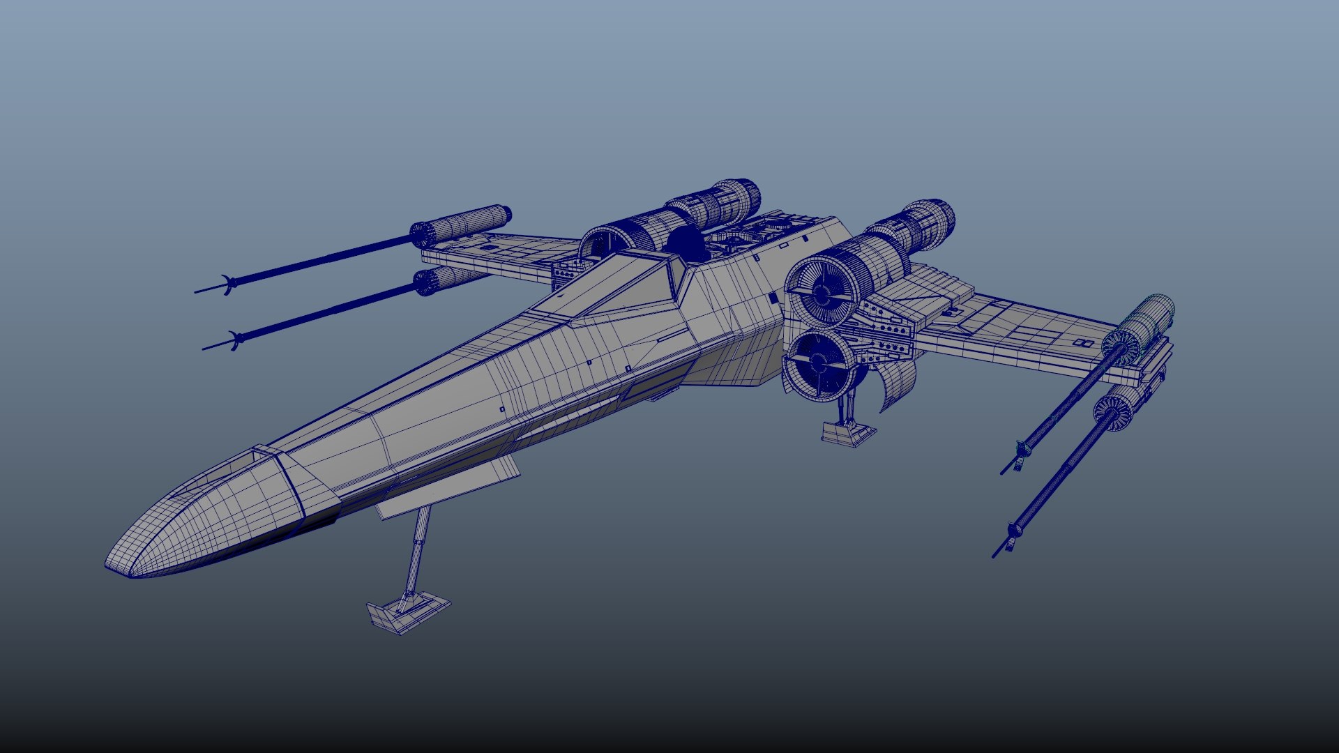 3D model T-65 X-Wing With R2D2 - Game Ready - TurboSquid 2053012