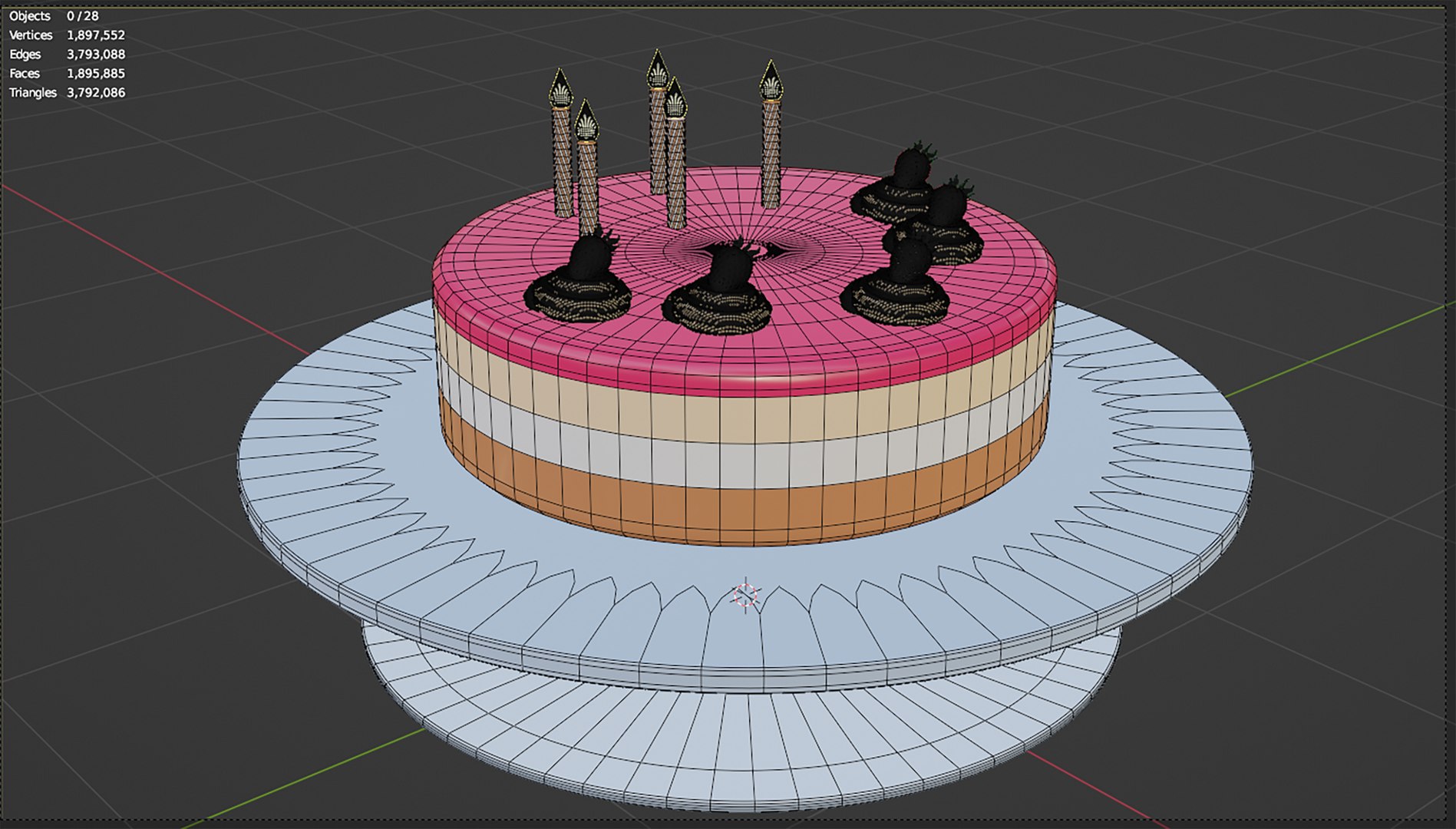 3d Birthday Cake 3D Model - TurboSquid 2044238