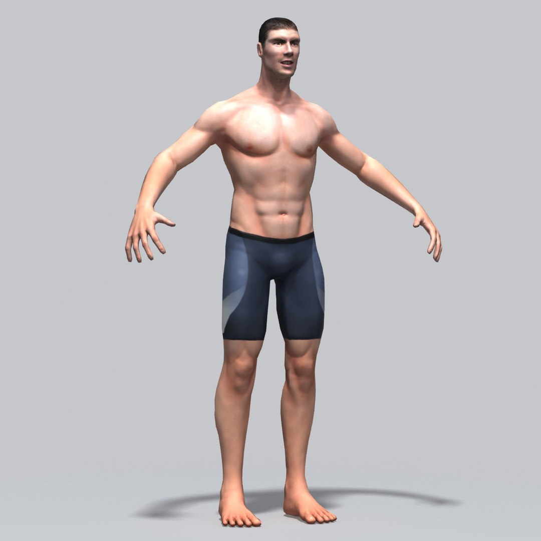 3d model athletic swimmer