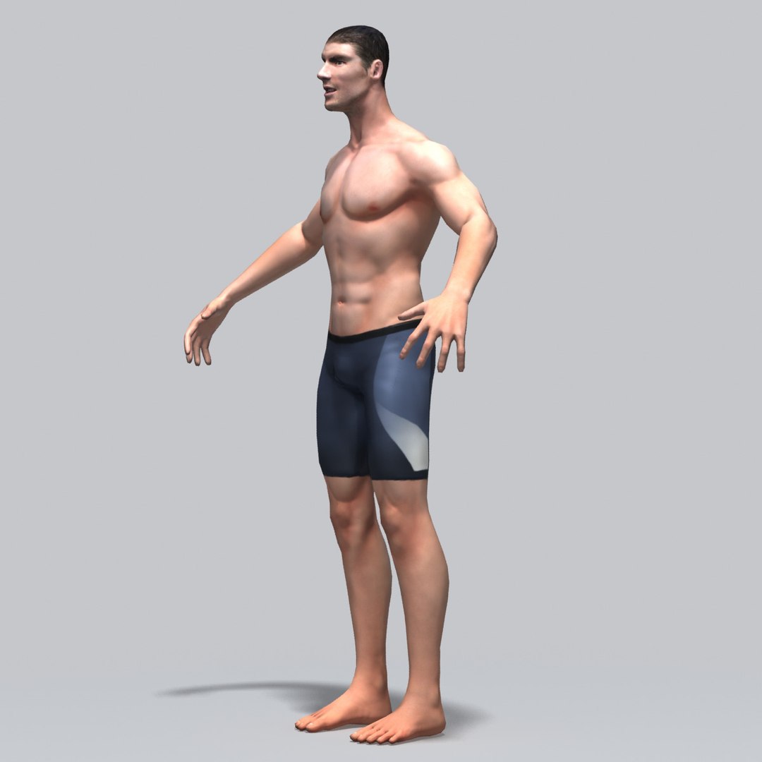 3d model athletic swimmer
