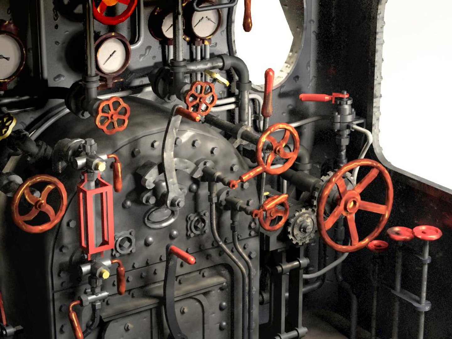 3d model of steam locomotive engine