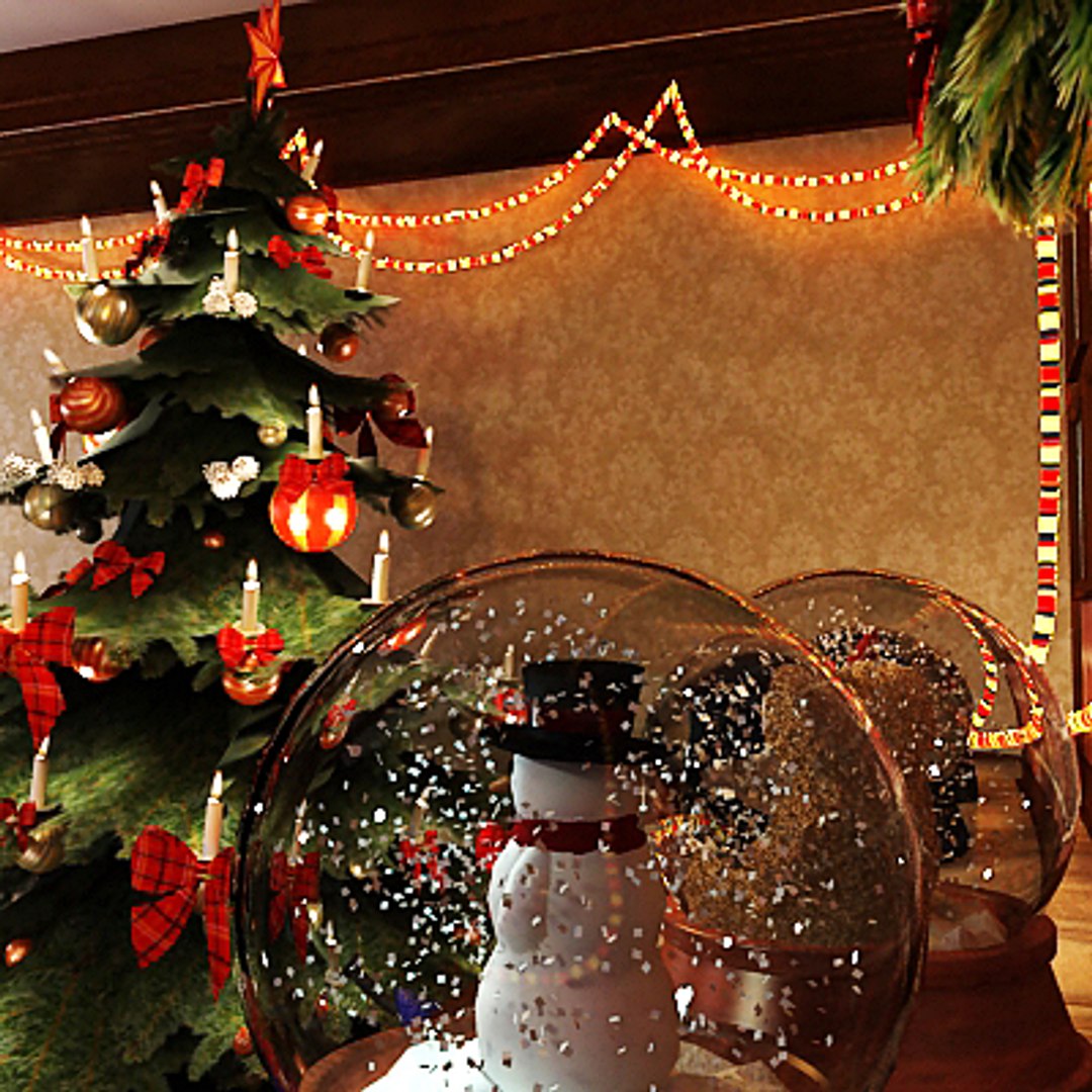 Traditional Christmas Interior Scene 3ds