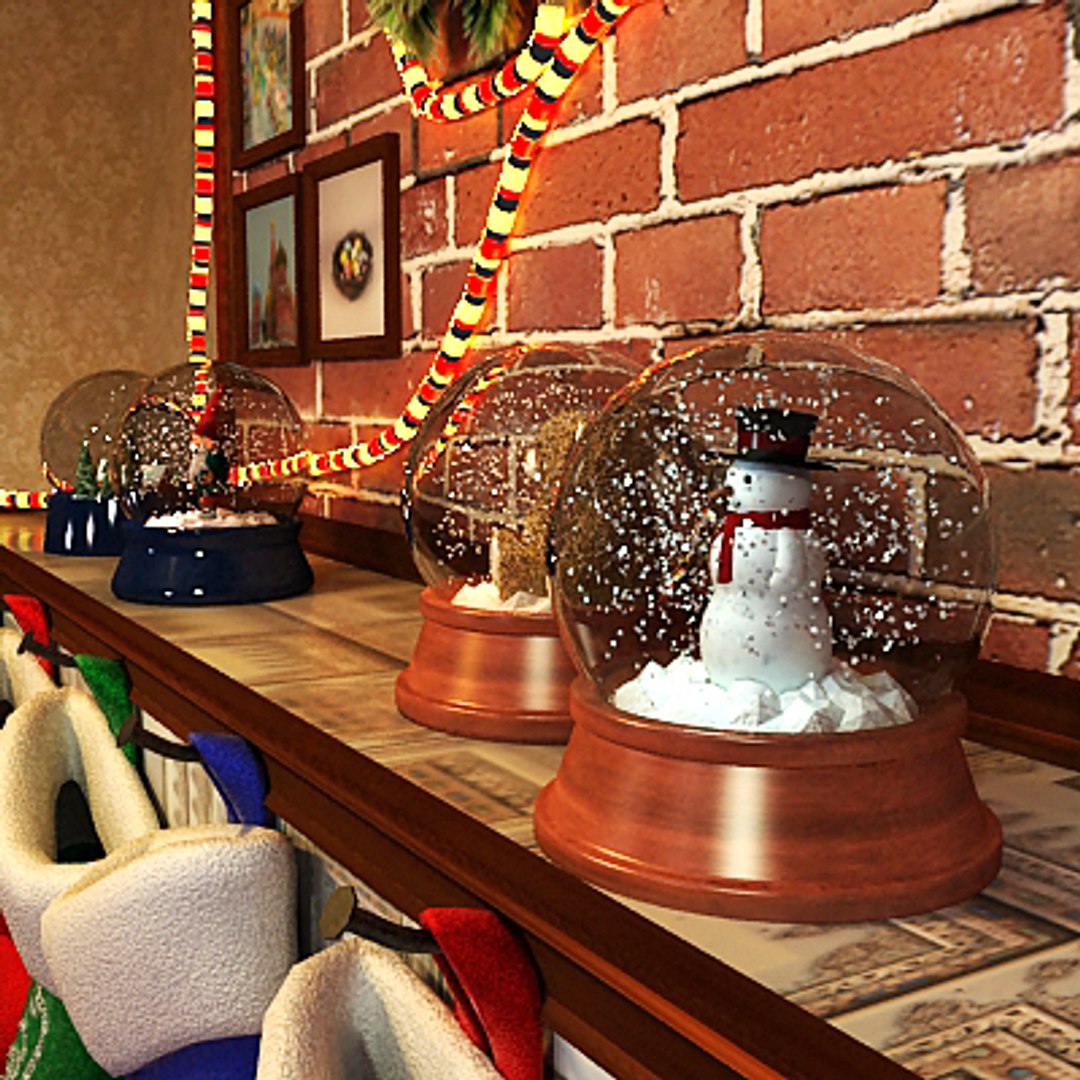 Traditional Christmas Interior Scene 3ds