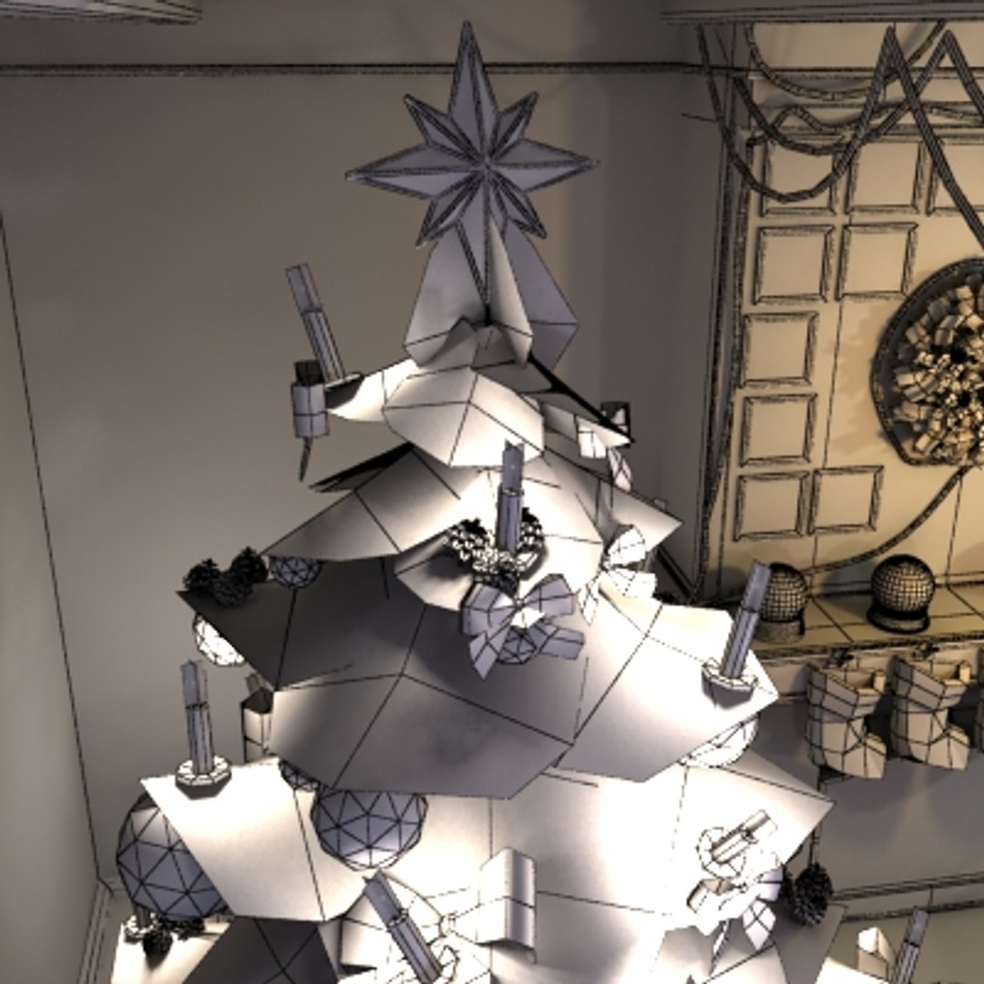 Traditional Christmas Interior Scene 3ds