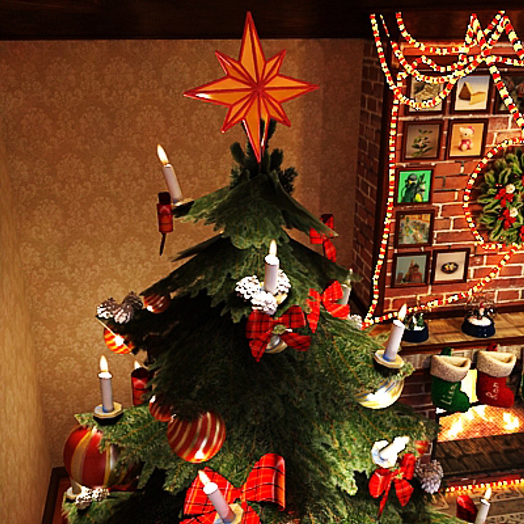 Traditional Christmas Interior Scene 3ds