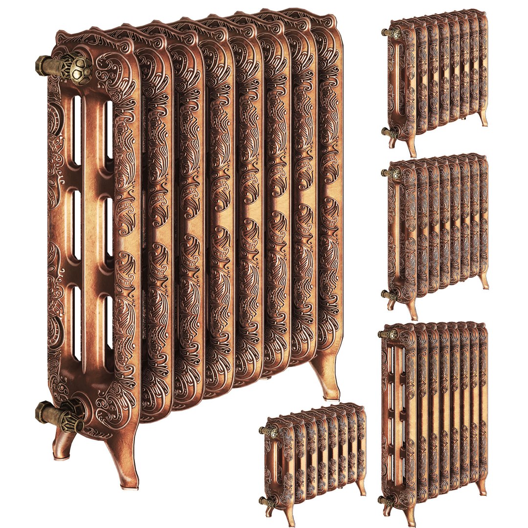 Classic Cast Iron Radiator Bronze Low-poly Model - TurboSquid 1772179