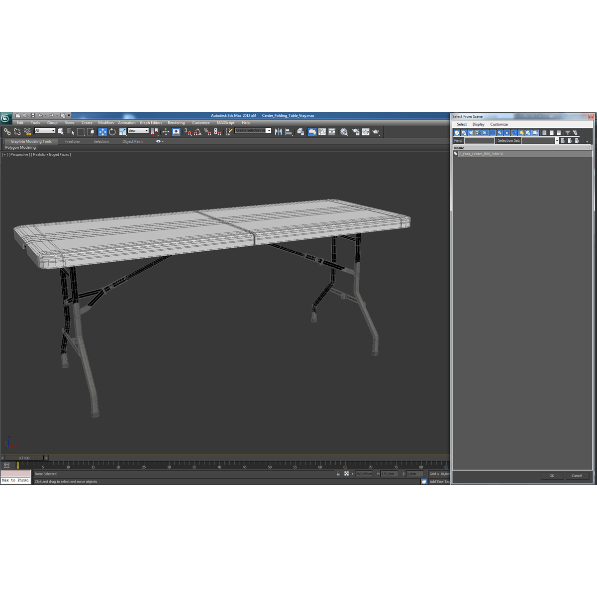 3d center folding table model