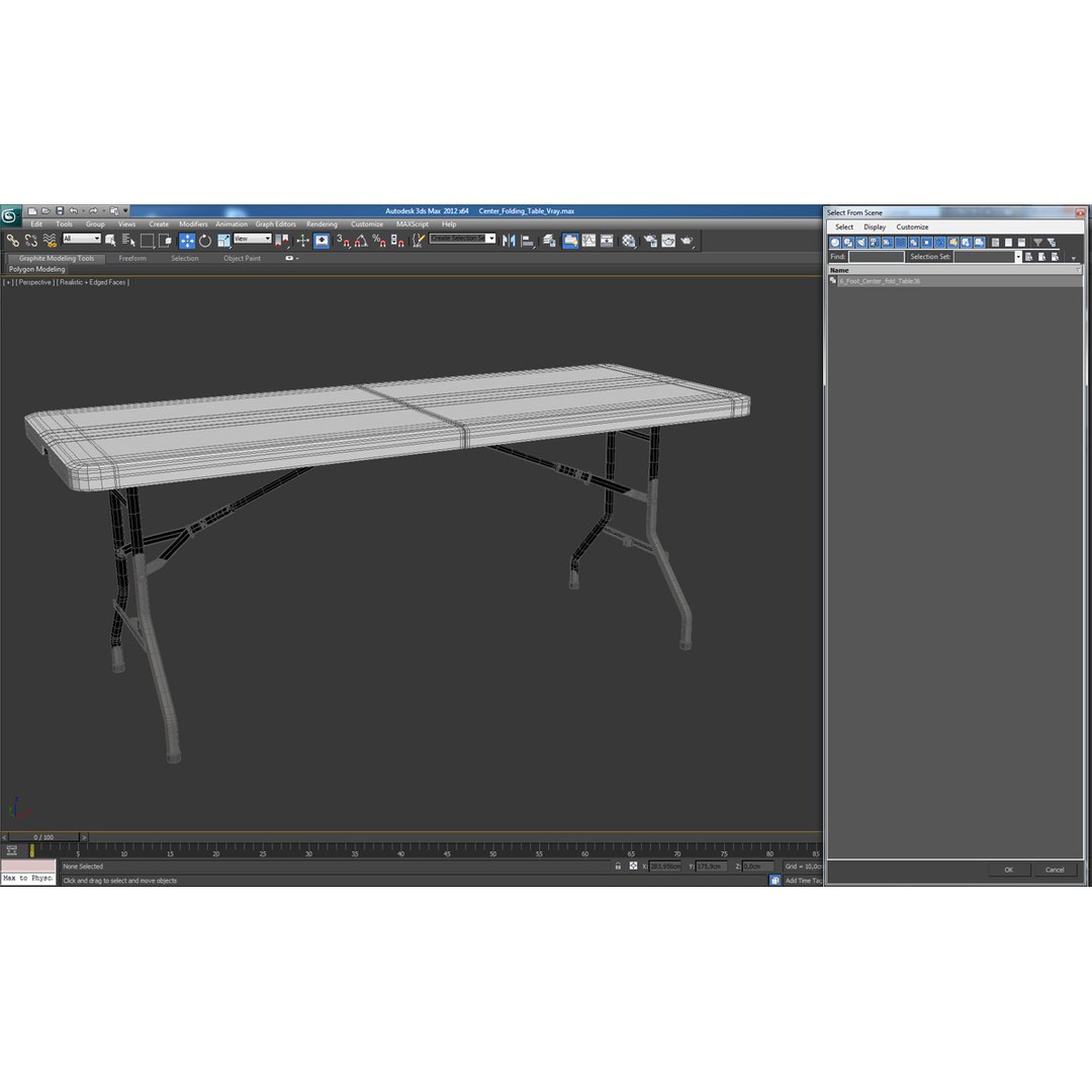 3d Center Folding Table Model