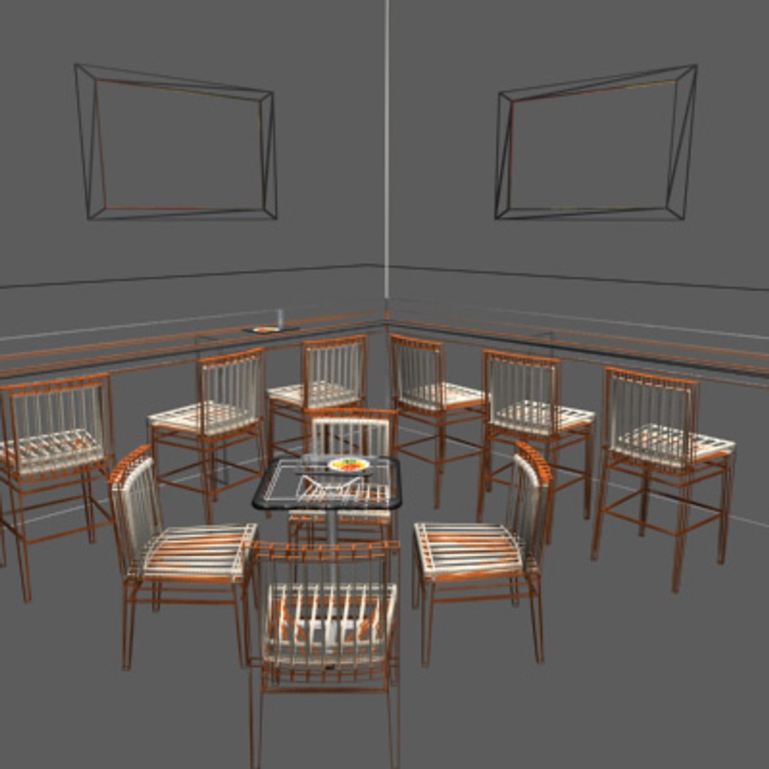 Cafe Chairs Table 3d Max