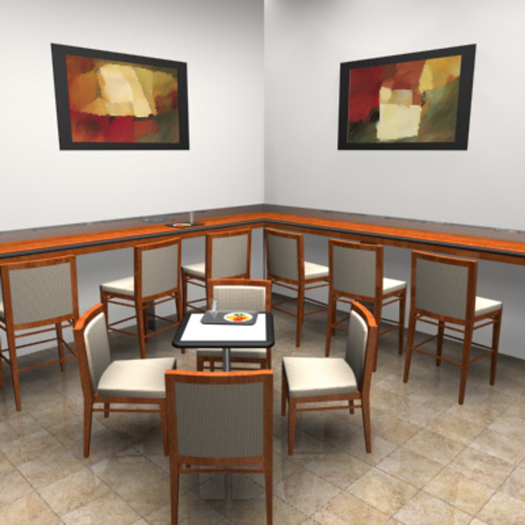 Cafe Chairs Table 3d Max