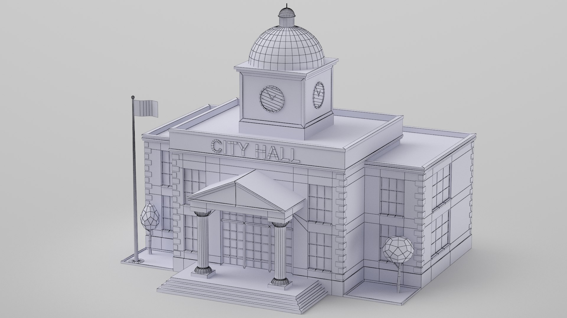 3D Low Poly Cartoon City Hall - TurboSquid 1846390