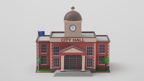 3D Low Poly Cartoon City Hall - TurboSquid 1846390