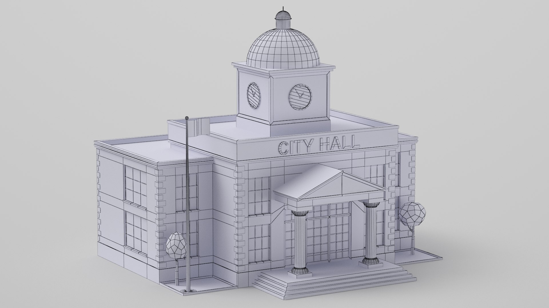 3D Low Poly Cartoon City Hall - TurboSquid 1846390
