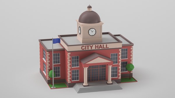 Low-Poly-Cartoon-Rathaus 3D-Modell - TurboSquid 1846390
