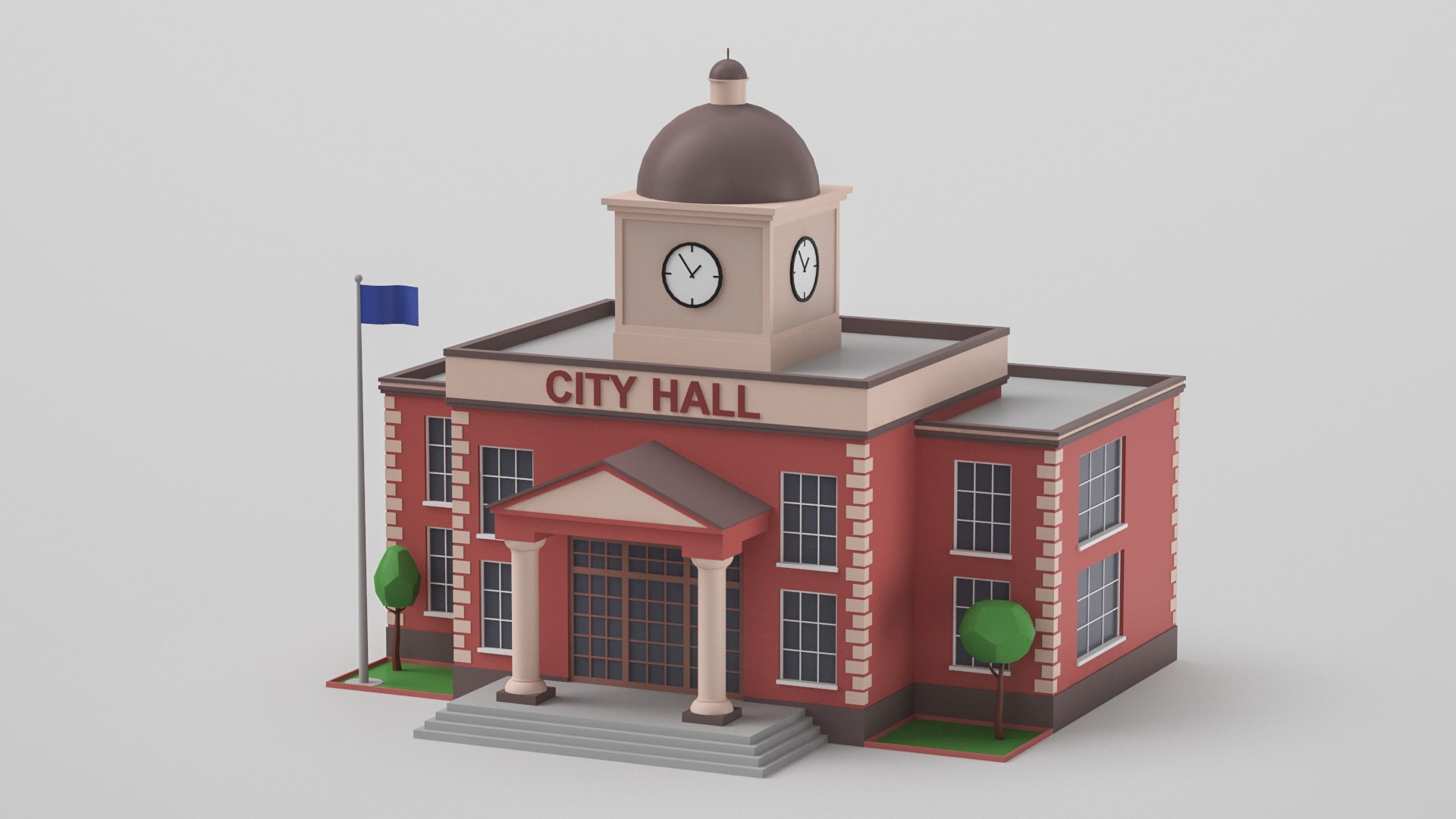 3D Low Poly Cartoon City Hall - TurboSquid 1846390