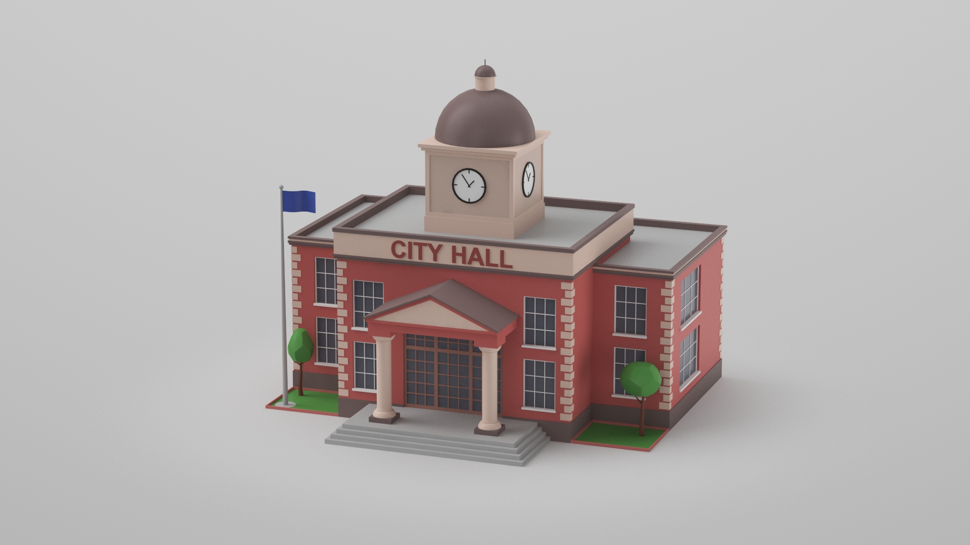 3D Low Poly Cartoon City Hall - TurboSquid 1846390