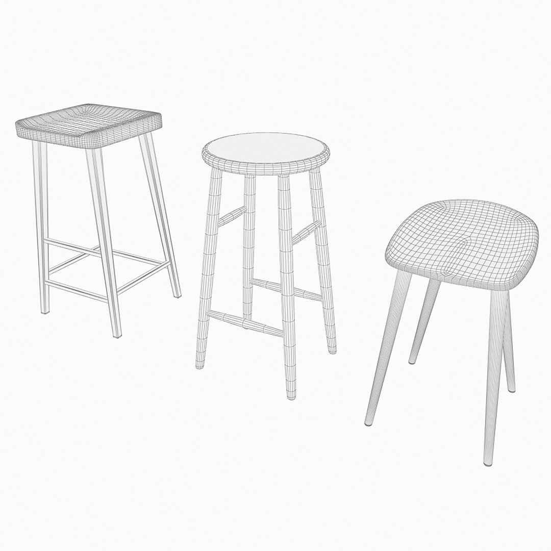Bar Chair Wood 3d Model