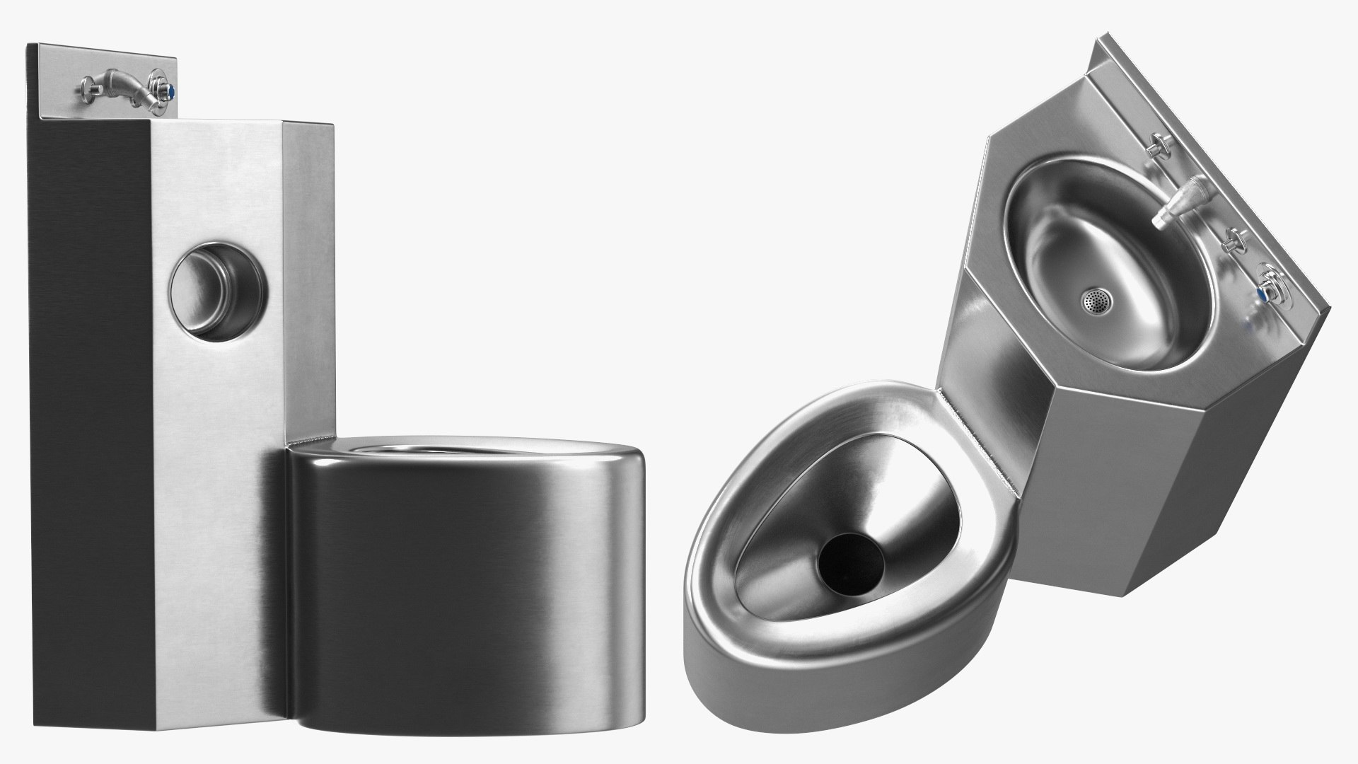 3D Model Stainless Steel Commode Toilet Basin Combination - TurboSquid ...