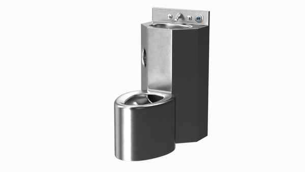 modelo 3d Stainless Steel Commode Toilet Basin Combination - TurboSquid ...