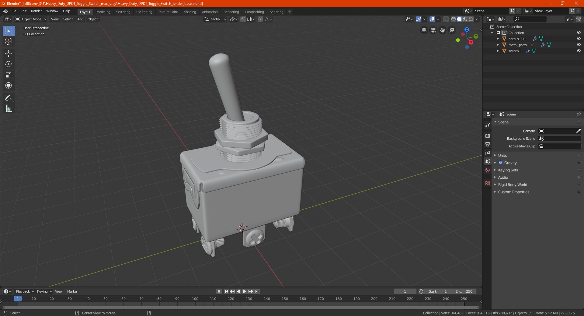 3D heavy duty dpdt toggle switch model - TurboSquid 1671510